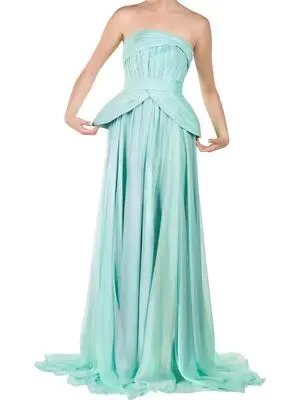 ANDREEA VENECIUC Sea Mist Peplum Gown
