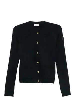 MONCLER Ribbed-knit Logo-patch Cardigan