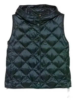 Max Mara Quilted Hooded Gilet Blue