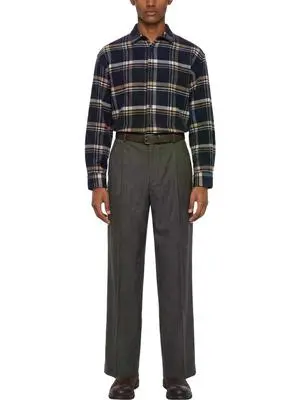 DARKPARK Davide Pleated Pied De Poule Trousers - Grey