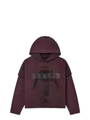 PURPLE BRAND Layered Rhinestone-embellished Hoodie - Purple