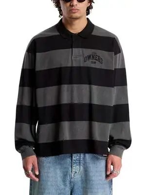 REPRESENT Owners Club Horizontal-stripe Polo Shirt - Black
