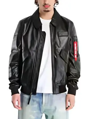 Alpha Industries Cwu-45/p Leather Jacket - Black