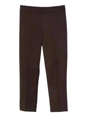 Marina Rinaldi Elasticated-waistband Pressed-crease Trousers - Brown