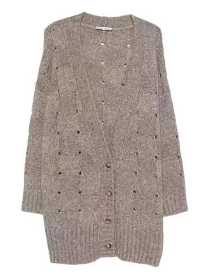 ELY ELY Check-knit Cardigan - Grey