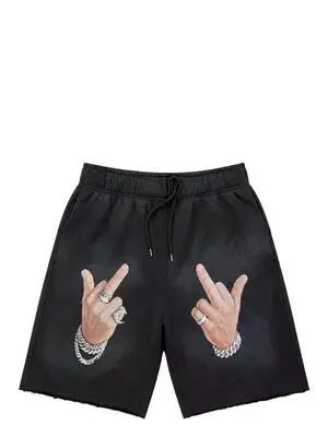 WARMAN Graphic-print Raw-cut Shorts - Black