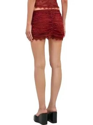 OW Selah Ruched Lace Skirt Red
