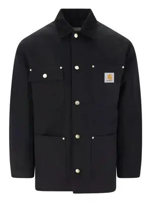 Carhartt Work In Progress Og Chore Corduroy-collar Logo-patch Jacket - Black
