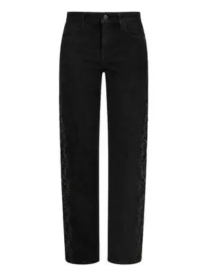 OW Lace-panel Straight-leg Jeans - Black