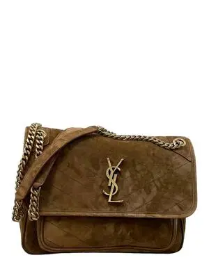 SAINT LAURENT Medium Niki Chevron-quilted Suede Shoulder Bag
