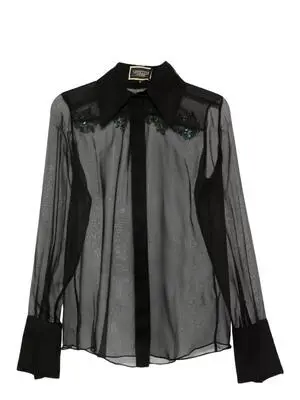 MITILIANE COUTURE Organza Lace-detail Shirt - Black