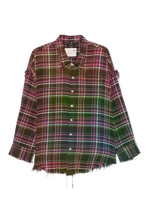 R13 Shredded-seam Drop-neck Shirt - Brown