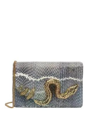 ROBERTO CAVALLI Snake-motif Leather Clutch Bag