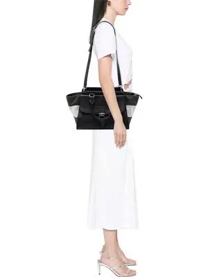 Burberry 2000-2017 Leather And Mega Check Canvas Harcourt Satchel - Black