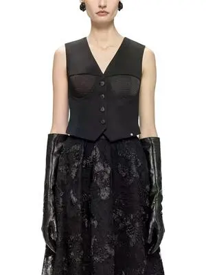 NISSA Tailored Wool Satin-cup Vest - Black