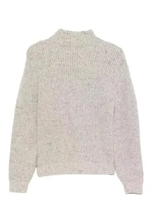 FABIANA FILIPPI Suede-patch Ribbed-knit Sweater