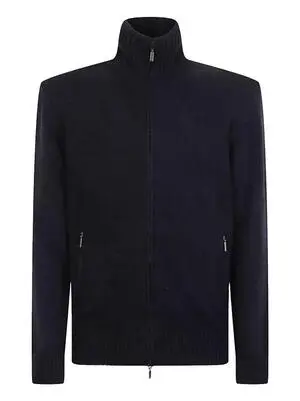 CRUCIANI Zip-up Knitted Cardigan - Blue