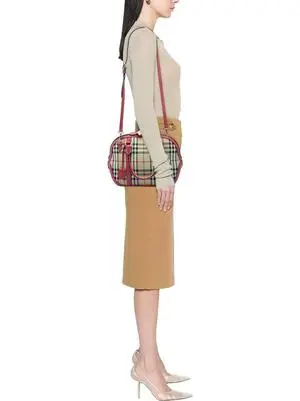 Burberry 2000-2017 Small Haymarket Check Nylon Orchard Bowling Bag Satchel - Neutrals