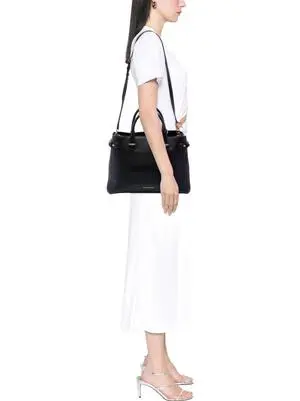 Burberry 2000-2017 Medium Leather And House Check Banner Satchel - Black