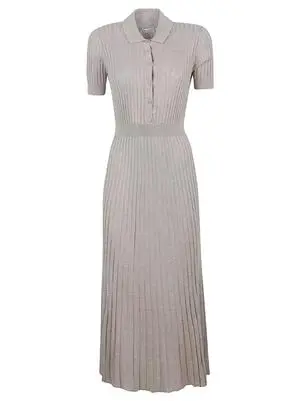 Gabriela Hearst Ribbed-knit Short-sleeve Maxi Dress - Neutrals