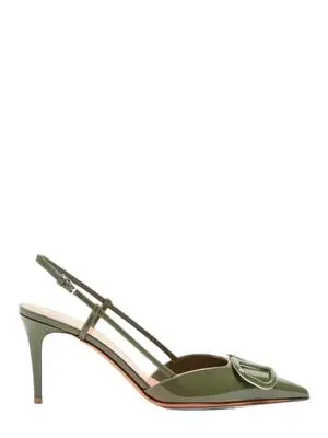 Valentino Garavani Vlogo Signature Patent Leather Slingback Pump 80mm - Green