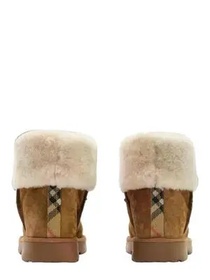 BURBERRY Check Shearling Flint Boots