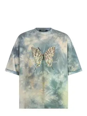 Roberto Cavalli Tie-dye Butterfly-print T-shirt - Blue