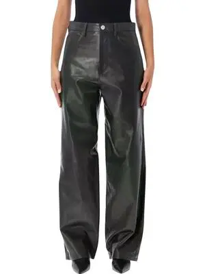 RÓHE Leather Wide-leg Trousers