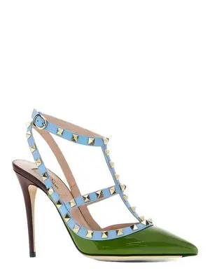 Valentino Garavani Rockstud Patent Leather Pumps Green