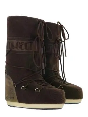 MOON BOOT Icon Nubuck Dark Brown Felt Boots