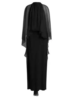 ALBERTA FERRETTI Cape-overlay Mock-neck Maxi Dress