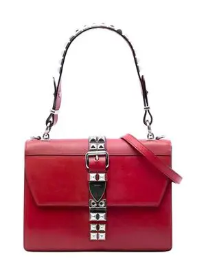 Prada 2010-2026 City Calf And Saffiano Studded Elektra Satchel - Red