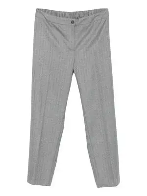 Marina Rinaldi Herringbone-pattern Elasticated Trousers - Grey