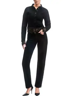 OW Eldora Lace-trim Shirt - Black