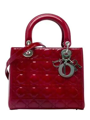 Dior 2012 Medium Patent Cannage Lady Satchel - Red