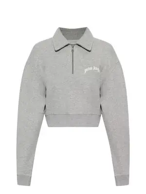 PALM ANGELS Cropped Quarter-zip Sweatshirt