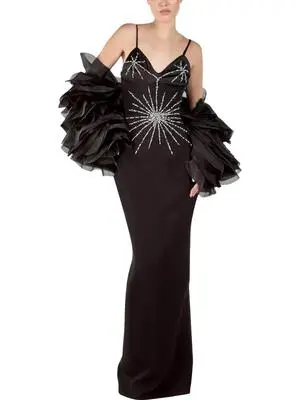 ANDREEA VENECIUC Stella Noire Crystal-embellished Gown