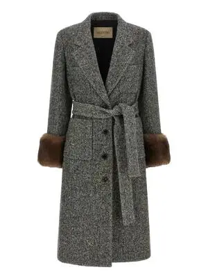 Valentino Garavani Mossi Chevron-motif Coat - Grey