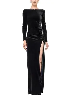 NISSA Crystal-embellished Ruched Dress