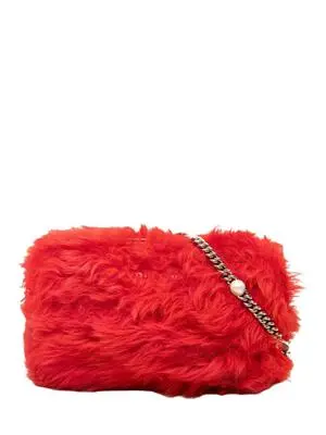 Miu Miu 2010-2026 Shearling Pearl Chain Crossbody Bag - Red