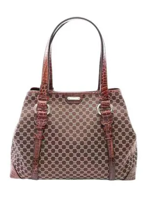 Celine 2010s Macadam Croc-embossed Tote Bag - Brown