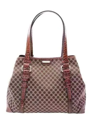 Celine 2010s Macadam Croc-embossed Tote Bag - Brown