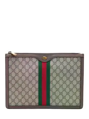 Gucci 2016-2026 Gg Supreme Web Ophidia Clutch Bag - Neutrals