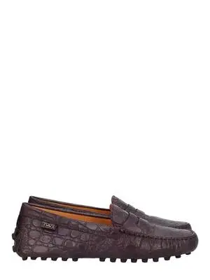 TOD'S Gommino Crocodile-effect Leather Loafers