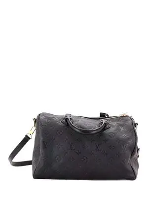 LOUIS VUITTON Speedy Soft Bandouliere Bag Monogram Empreinte Leather 30 Satchel Black