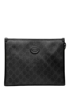 Gucci 2016-2026 Gg Supreme Retro Interlocking G Clutch Bag - Black