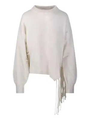 OSCAR THE COLLECTION Fringe-trim Asymmetric Sweater