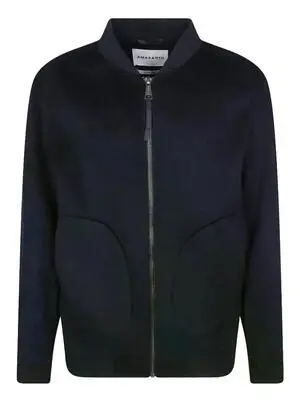 AMARANTO Ribbed-trim Bomber Jacket - Blue
