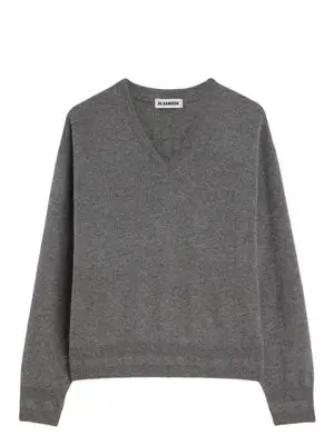 JIL SANDER Cashmere V-neck Sweater - Grey