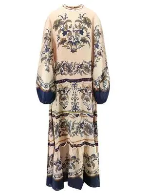 Farm Rio Floral-print Ruffled Midi Dress Neutrals